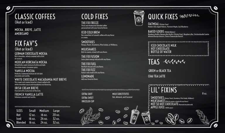 Menu – The Fix Coffee